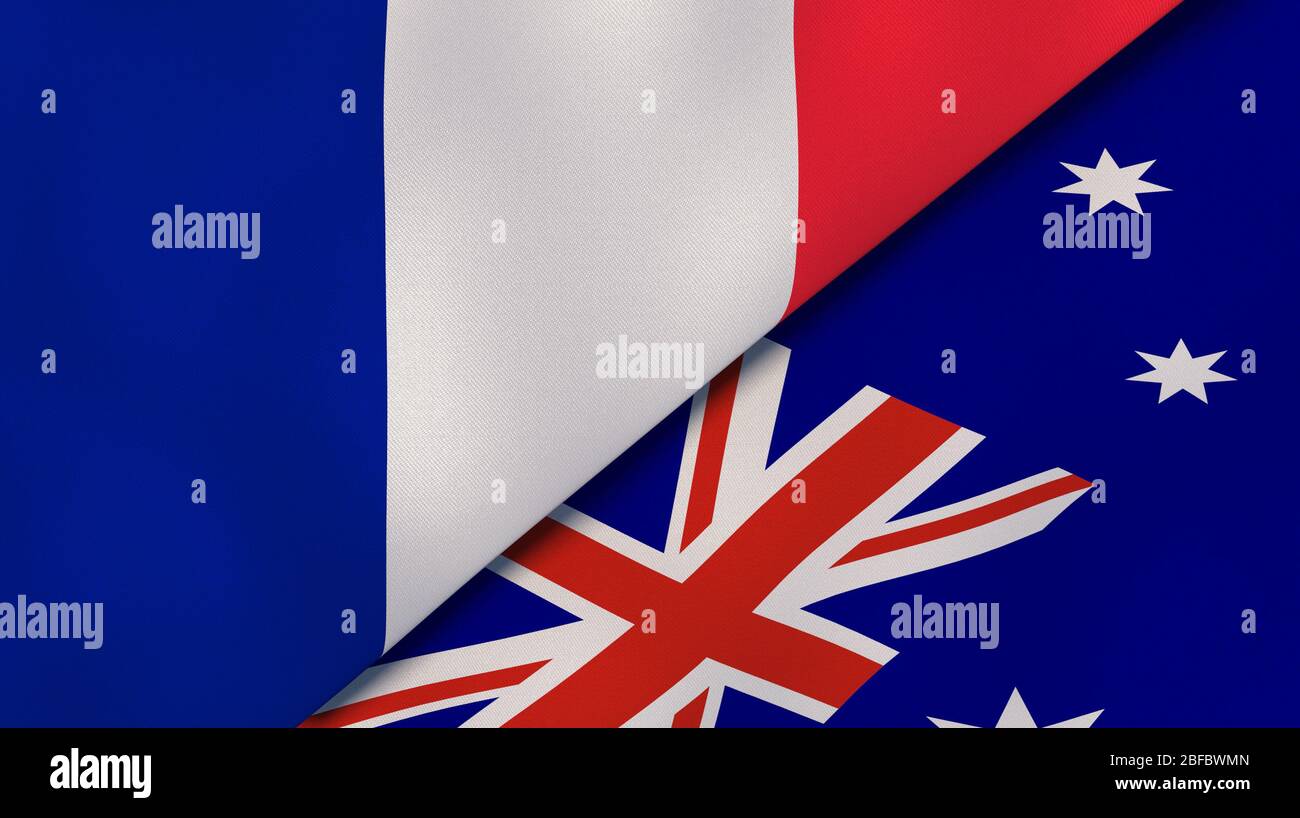 Two states flags of France and Australia. High quality business ...