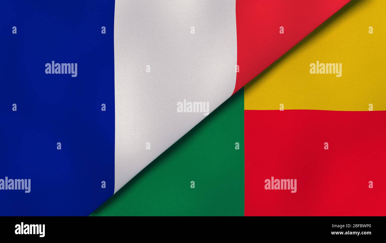 Two states flags of France and Benin. High quality business background ...