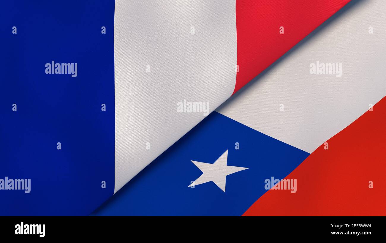 Two states flags of France and Chile. High quality business background ...