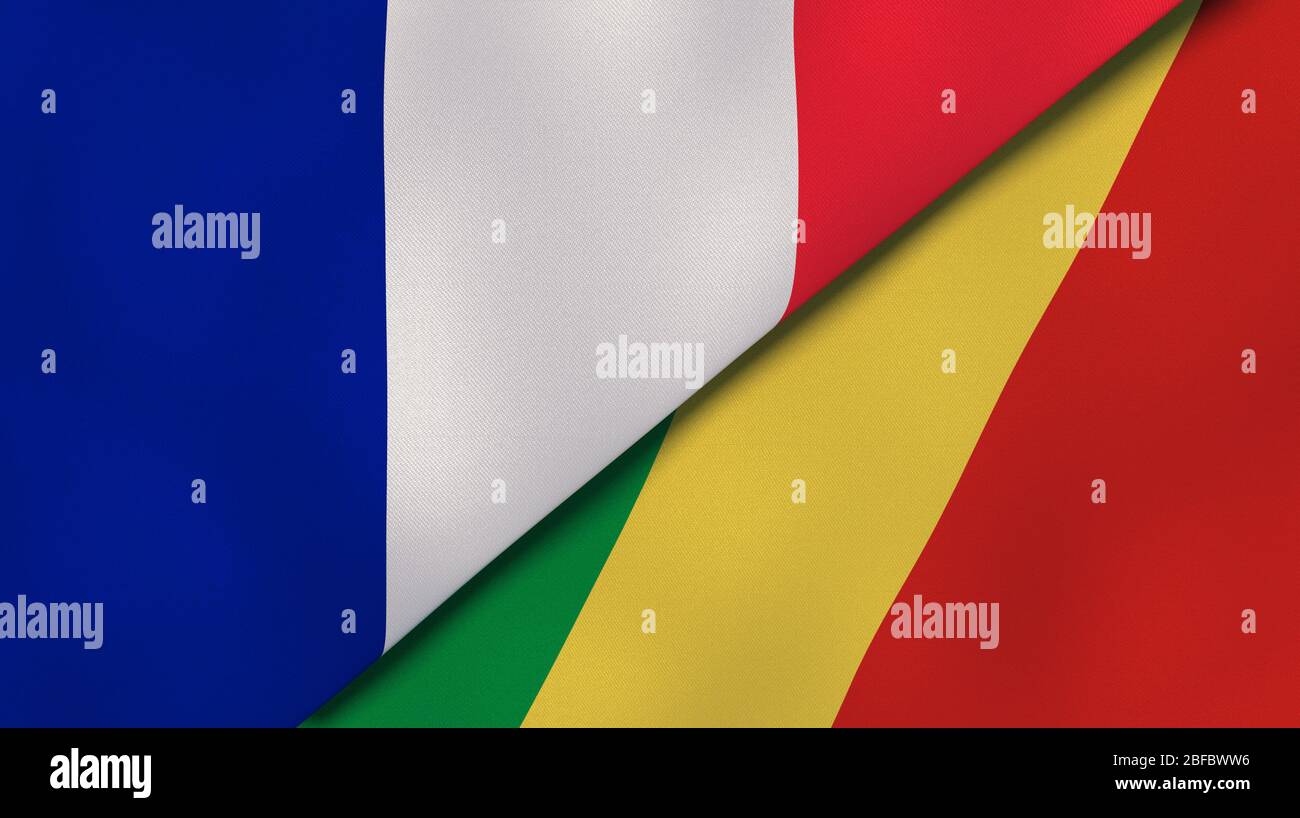Two states flags of France and Congo. High quality business background ...