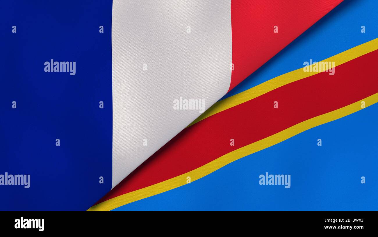 Two states flags of France and DR Congo. High quality business ...