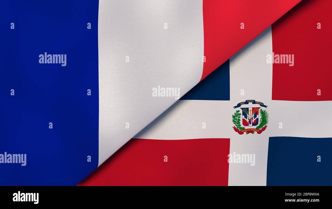 Two states flags of France and Dominican Republic. High quality ...