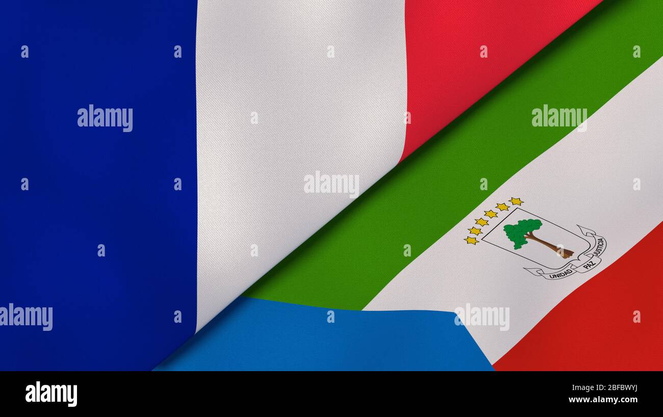 Two states flags of France and Equatorial Guinea. High quality business ...