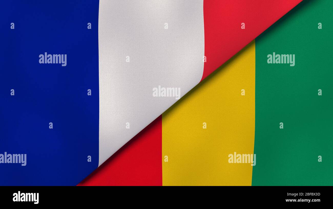 Two states flags of France and Guinea. High quality business background ...