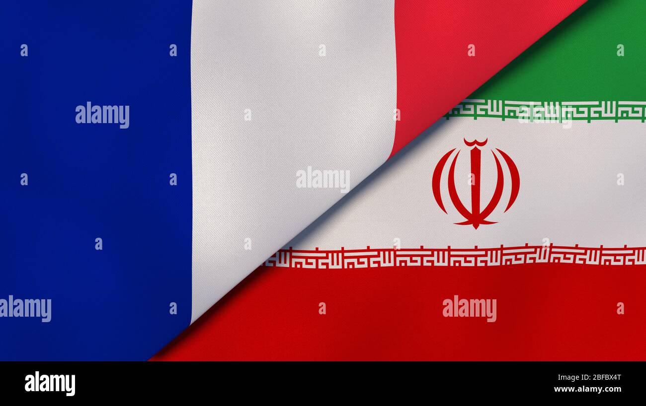 Two states flags of France and Iran. High quality business background ...