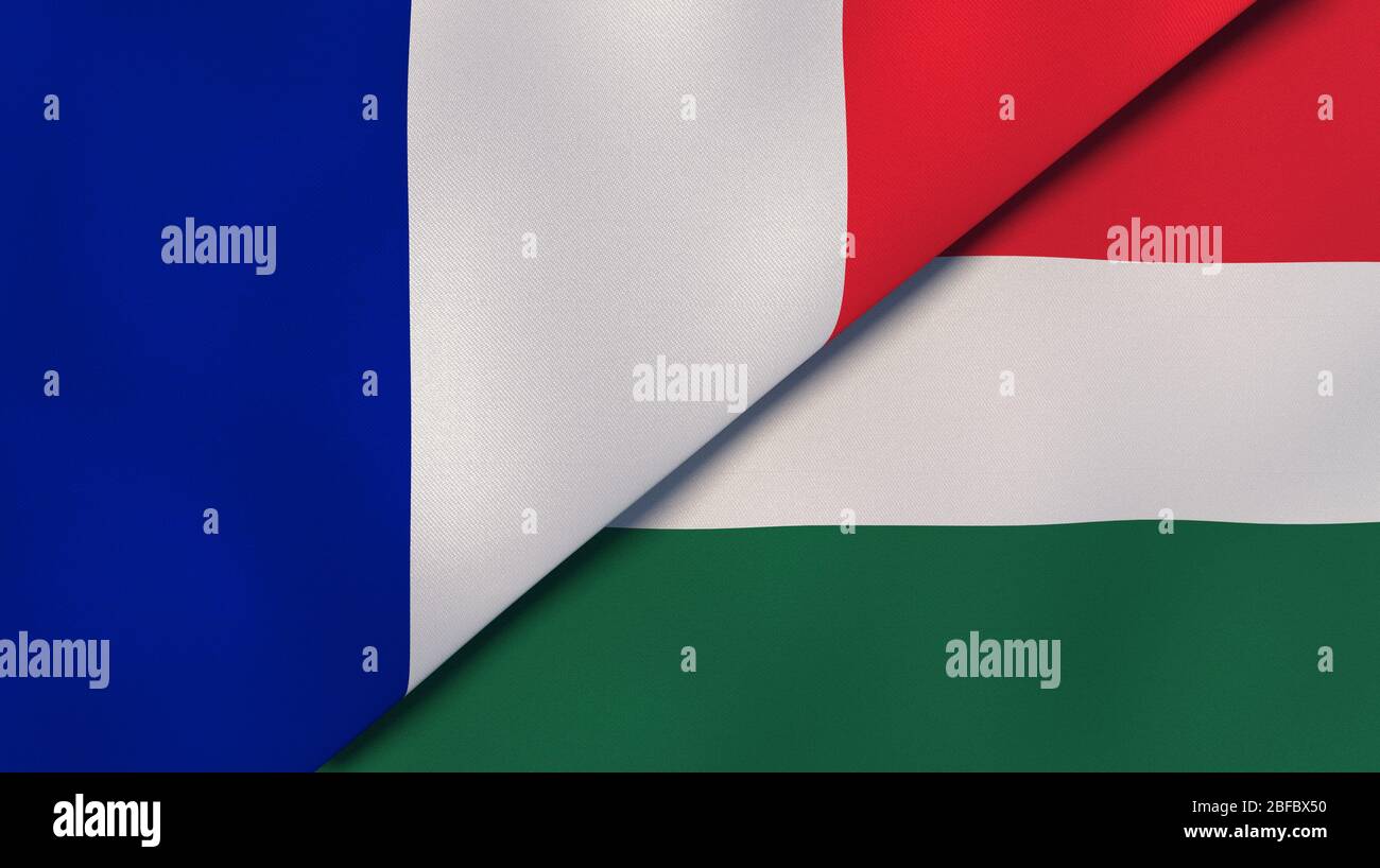 Two states flags of France and Hungary. High quality business ...