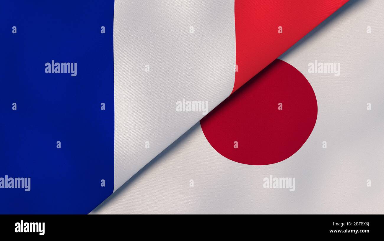 Two states flags of France and Japan. High quality business background ...