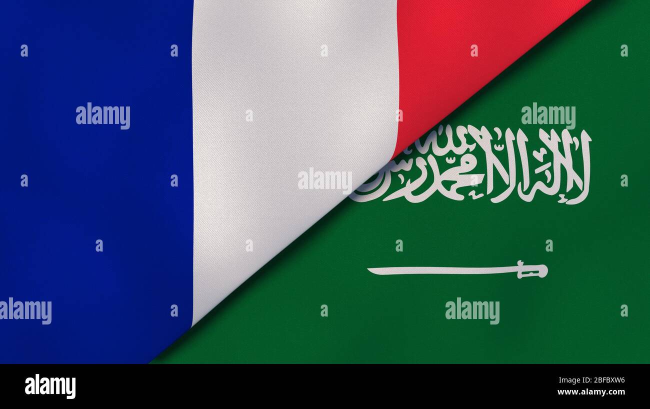 Two states flags of France and Saudi Arabia. High quality business ...