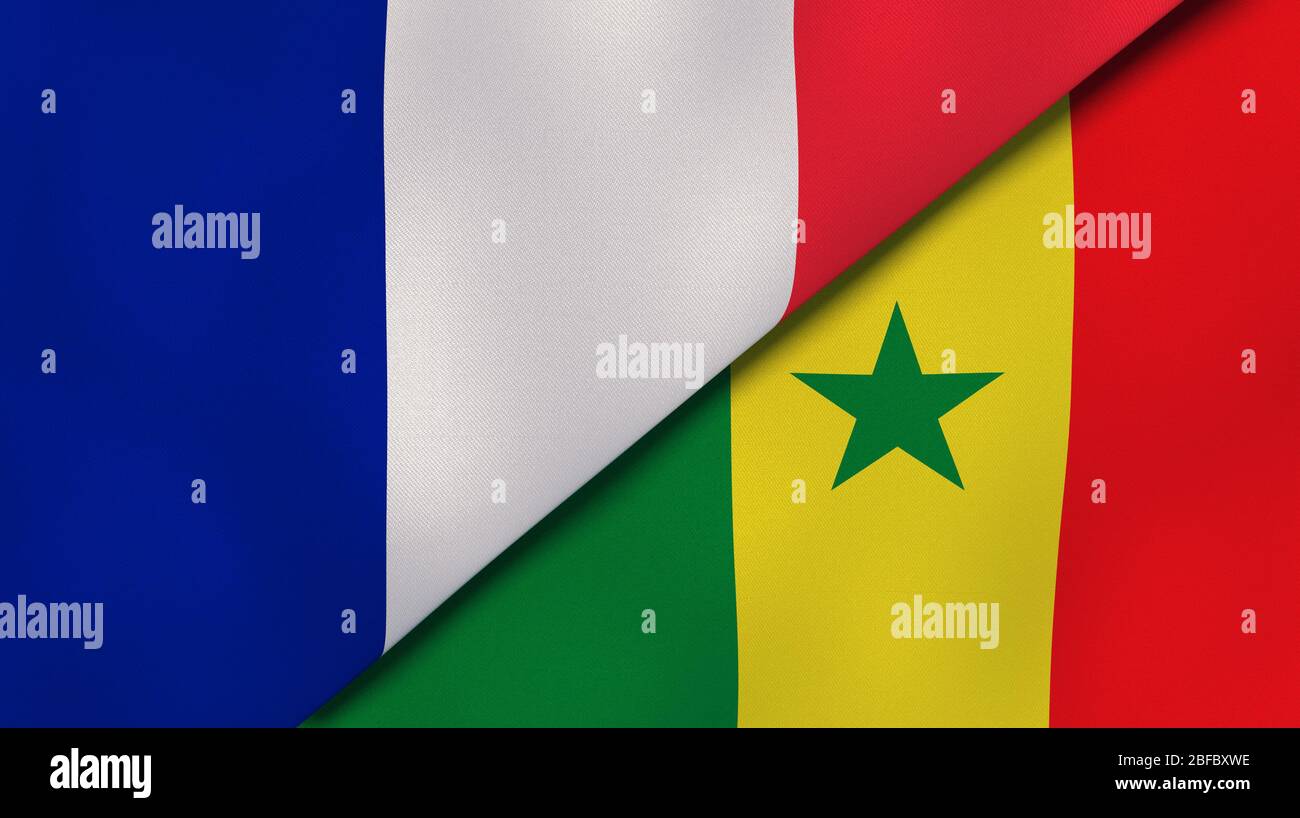 Two states flags of France and Senegal. High quality business ...