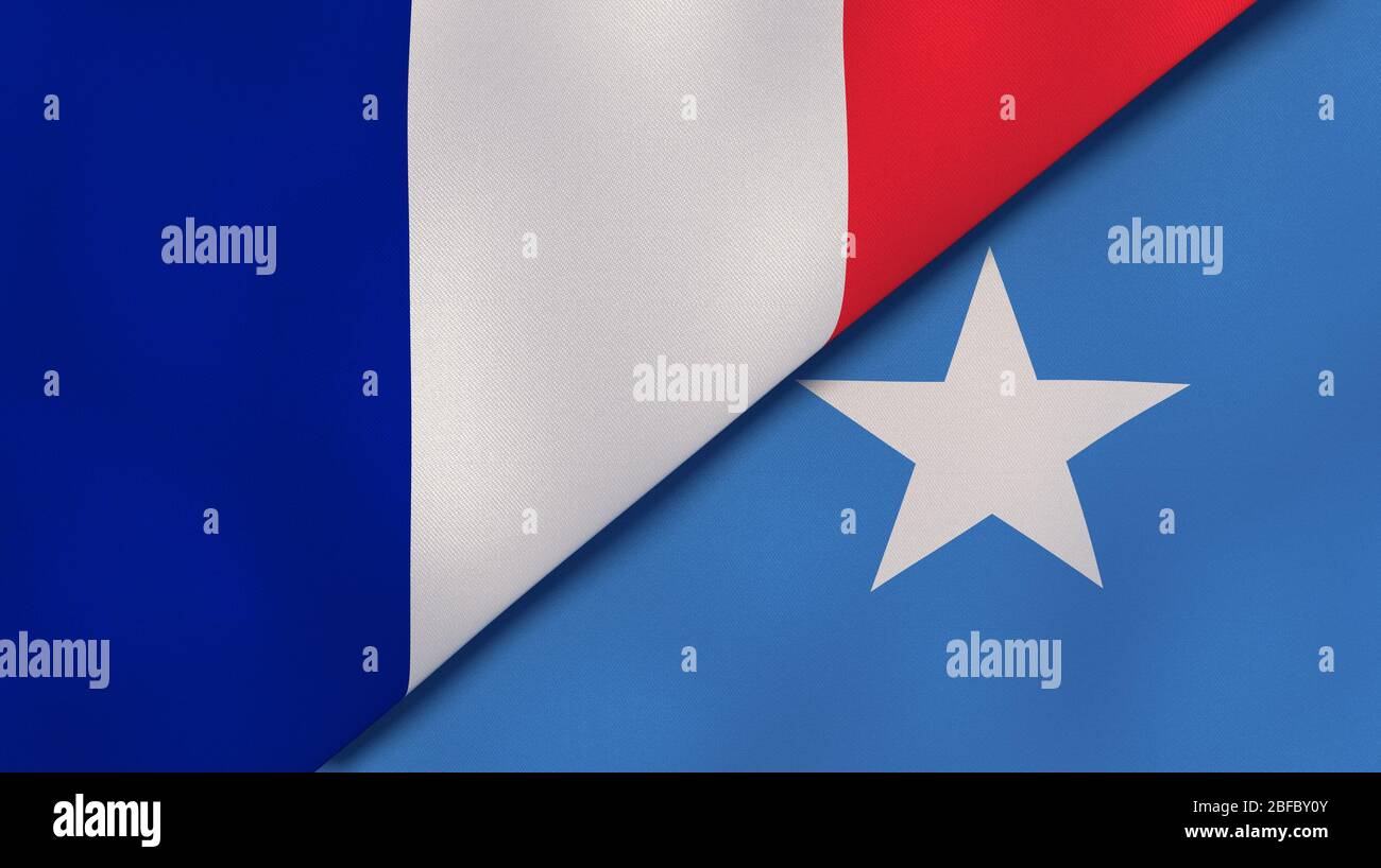 Two states flags of France and Somalia. High quality business ...