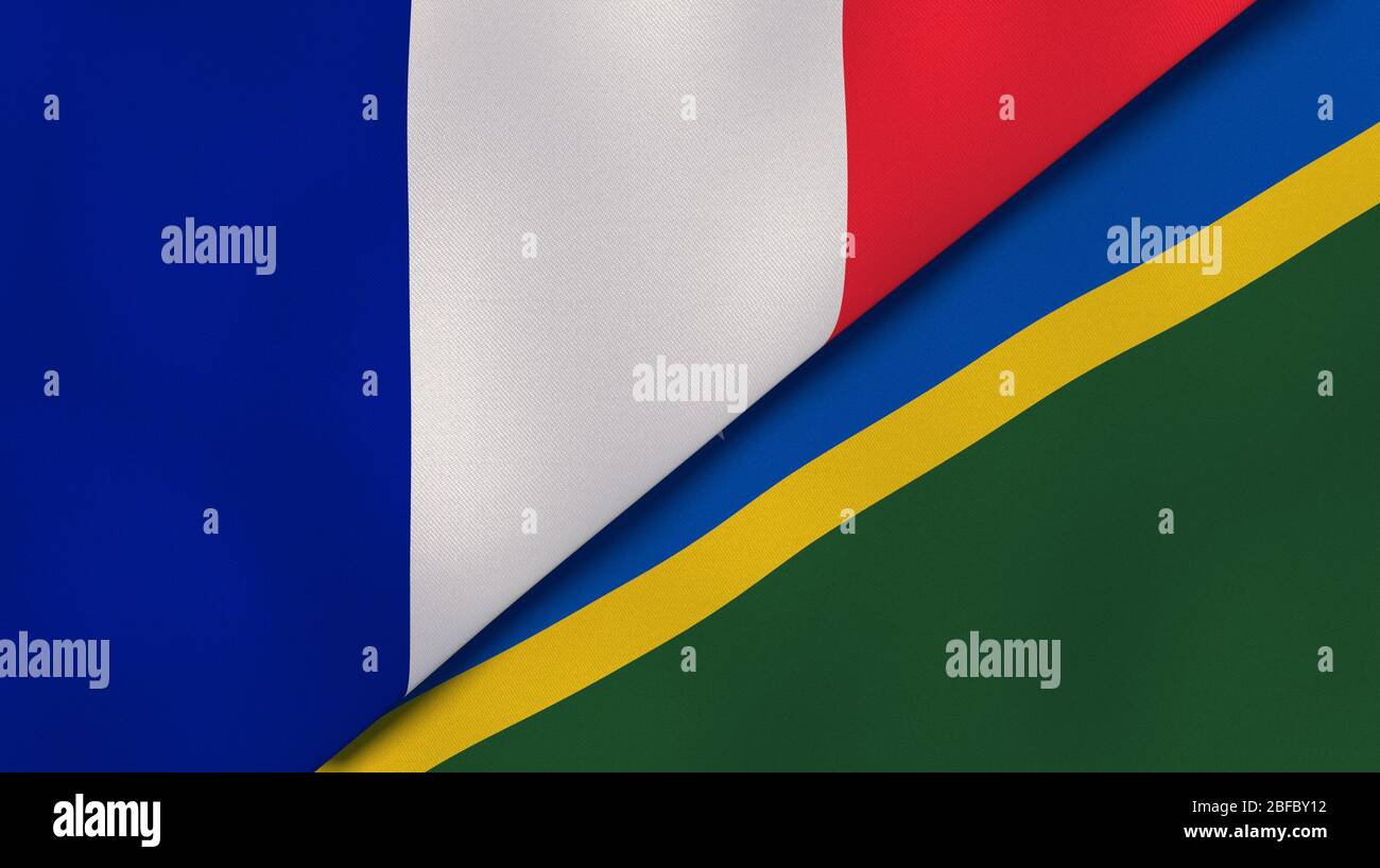 Two states flags of France and Solomon Islands. High quality business ...