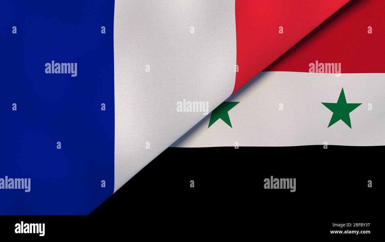 Two states flags of France and Syria. High quality business background ...