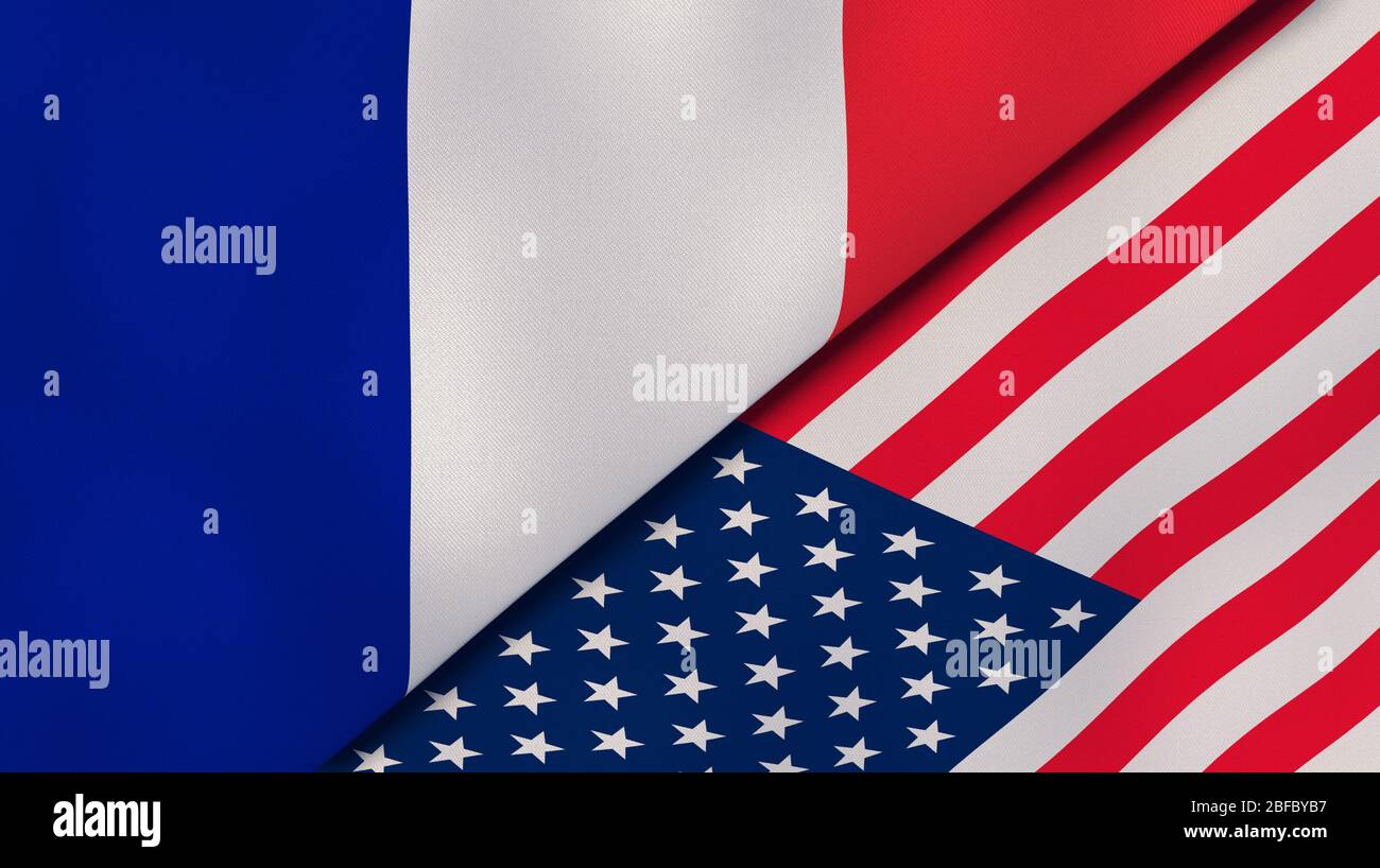 Two states flags of France and United States. High quality business ...