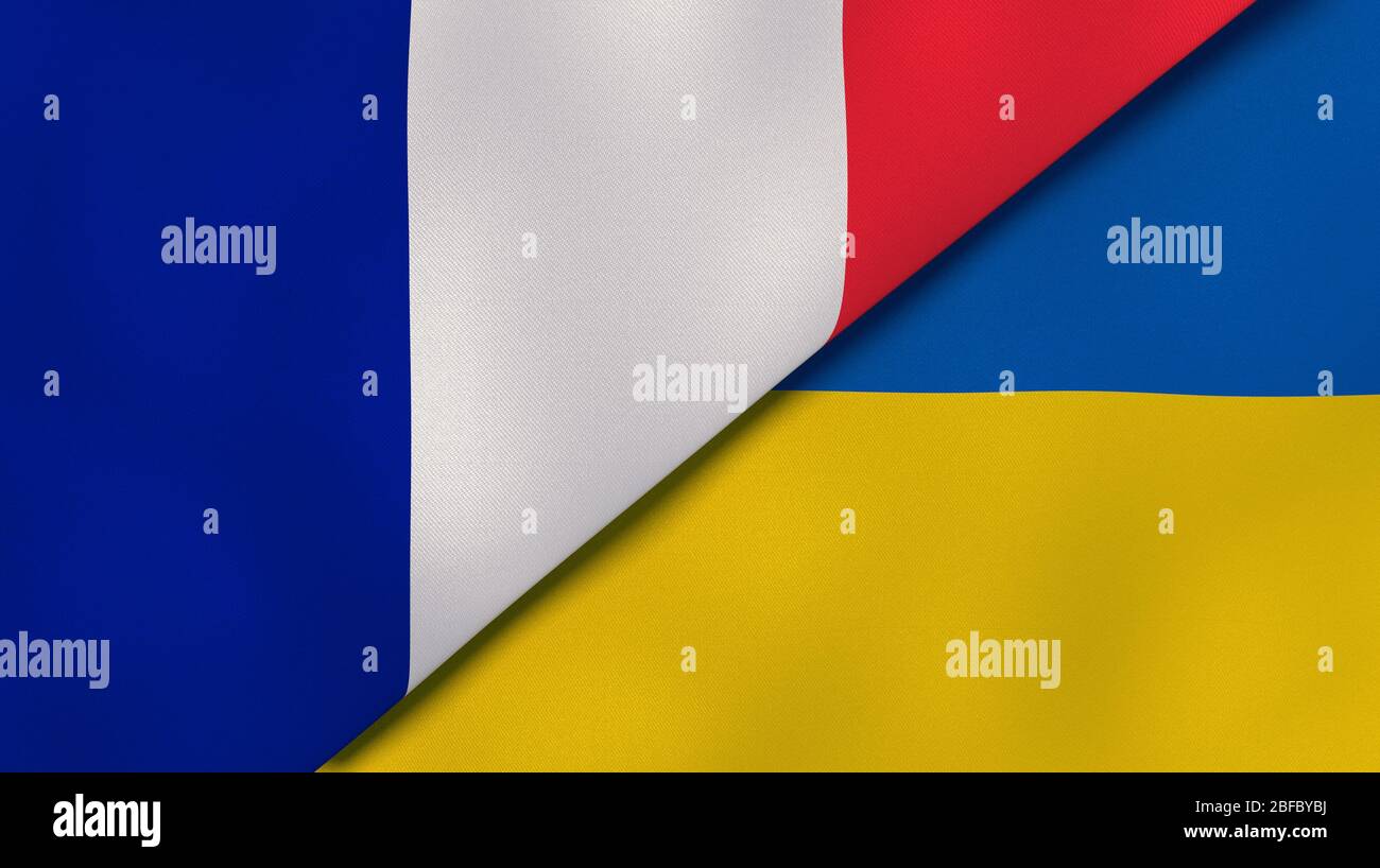 Two states flags of France and Ukraine. High quality business ...