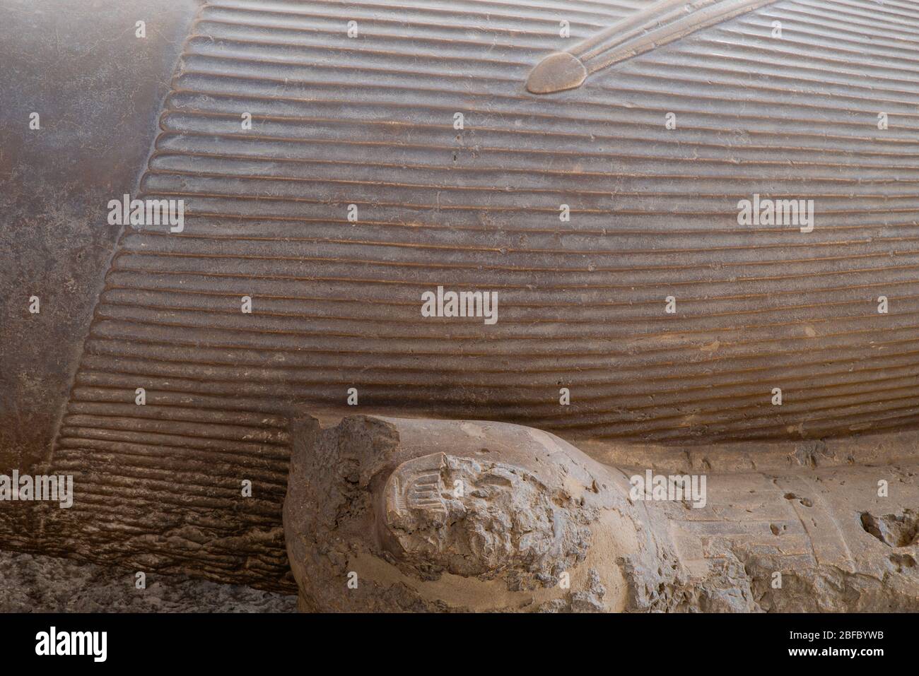 Detail: Colossus of Rameses II in the open air Mit Rahina Museum, Al ...