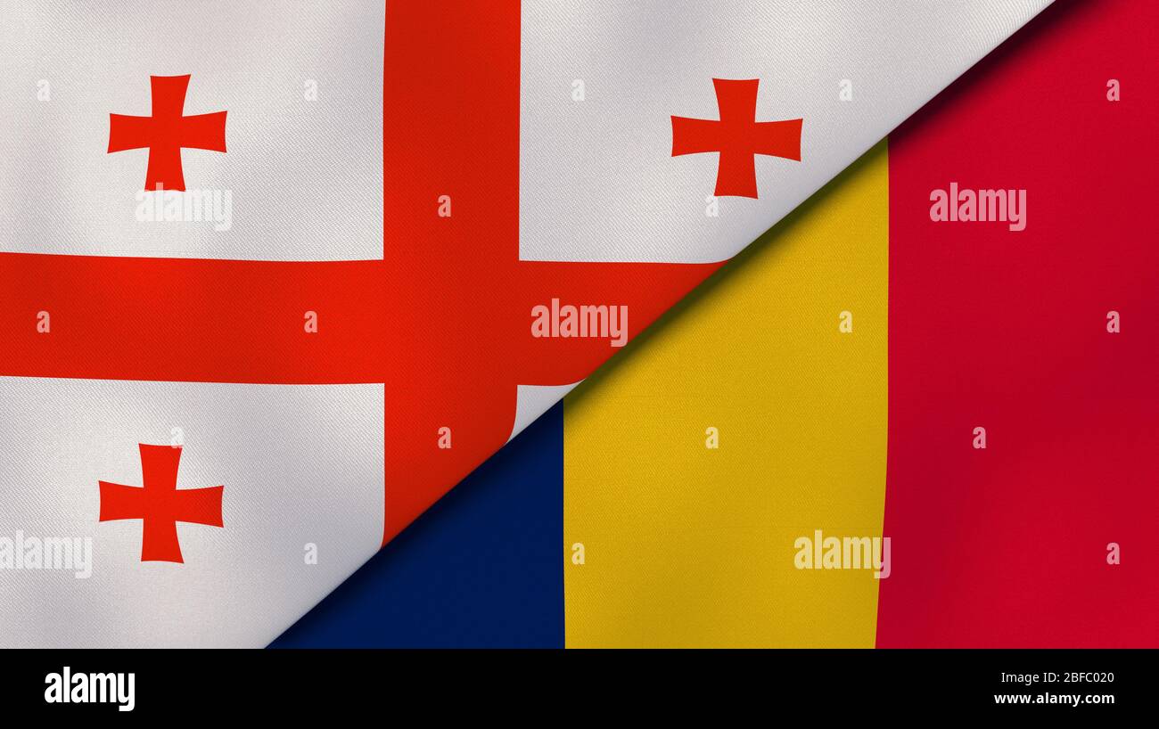 Two states flags of Georgia and Chad. High quality business background ...