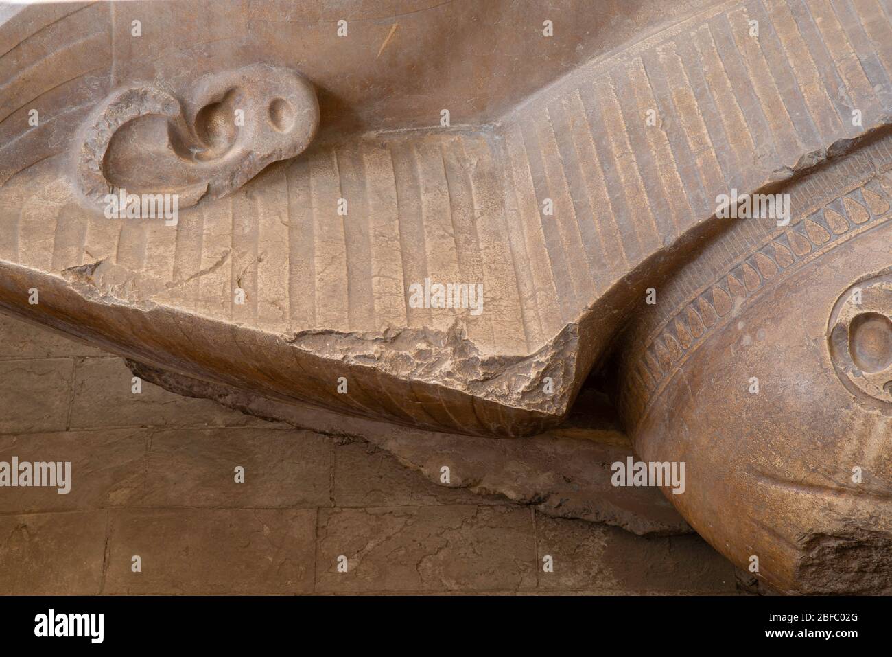 Detail: Colossus of Rameses II in the open air Mit Rahina Museum, Al ...
