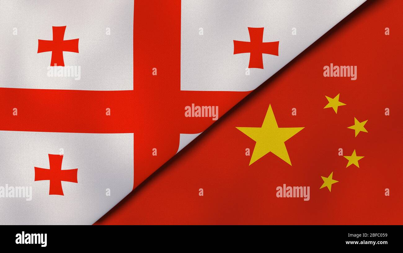 Two states flags of Georgia and China. High quality business background ...