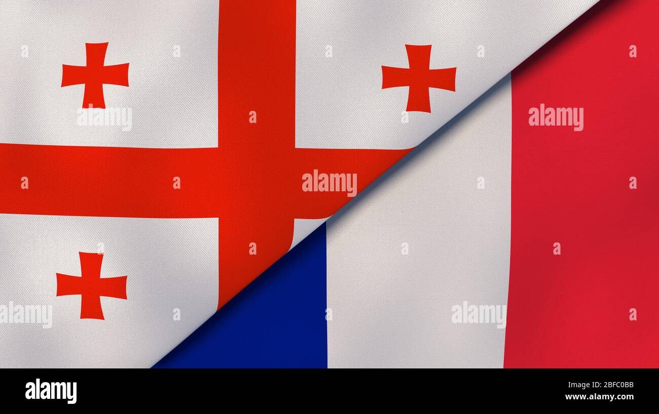 Two states flags of Georgia and France. High quality business ...