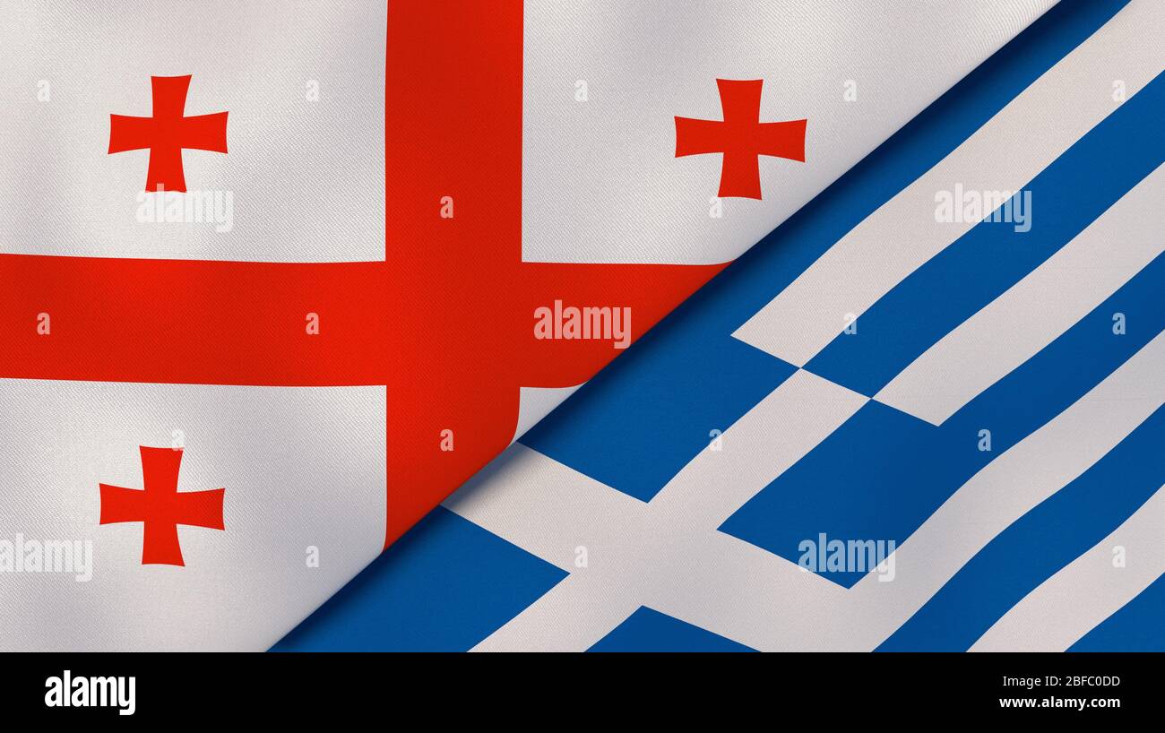 Two states flags of Georgia and Greece. High quality business ...