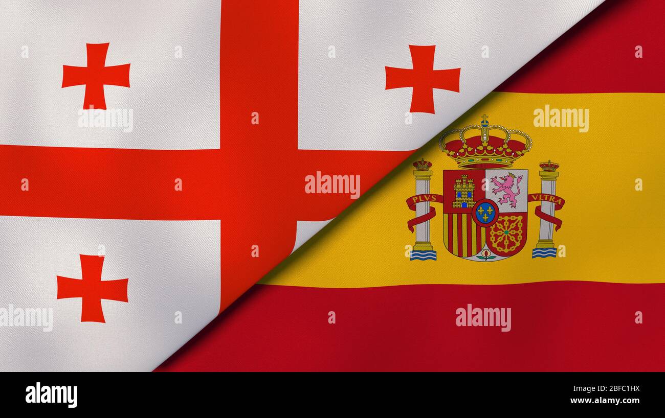 Two states flags of Georgia and Spain. High quality business background ...