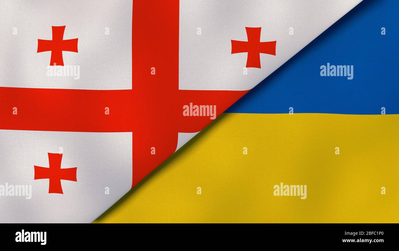 Two states flags of Georgia and Ukraine. High quality business ...
