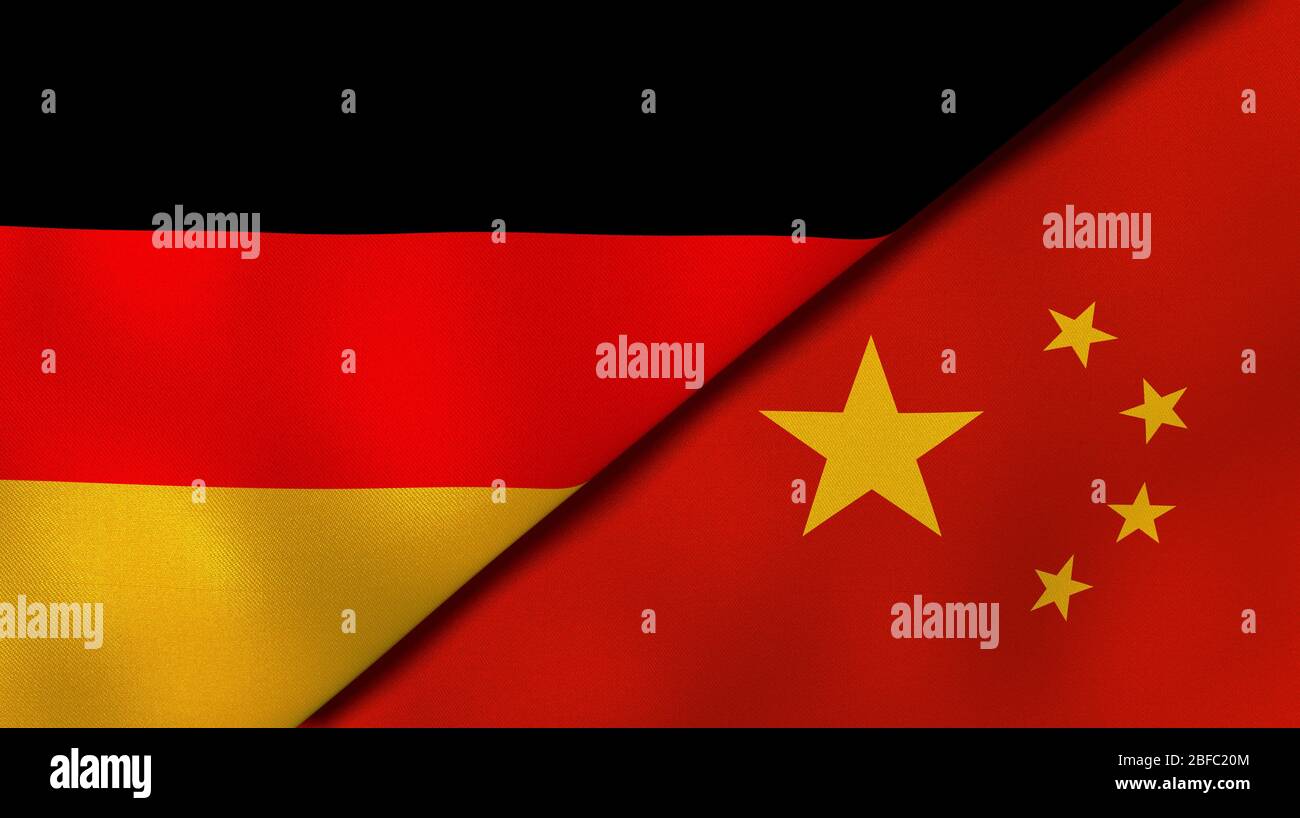 Two states flags of Germany and China. High quality business background ...