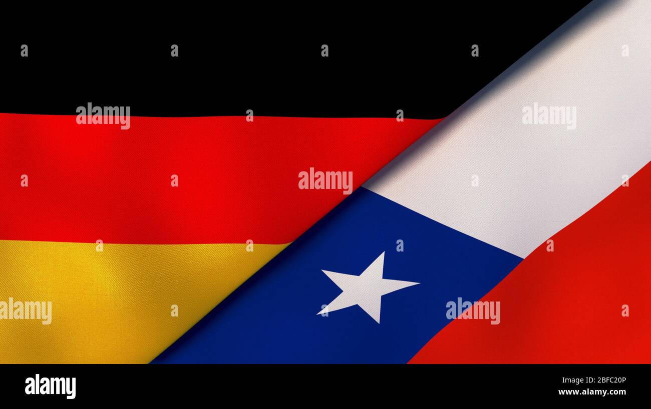 Two states flags of Germany and Chile. High quality business background ...