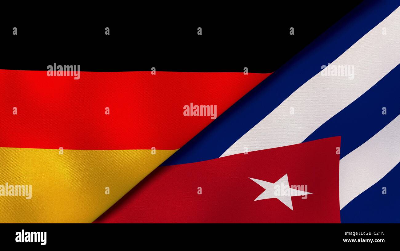 Two states flags of Germany and Cuba. High quality business background ...