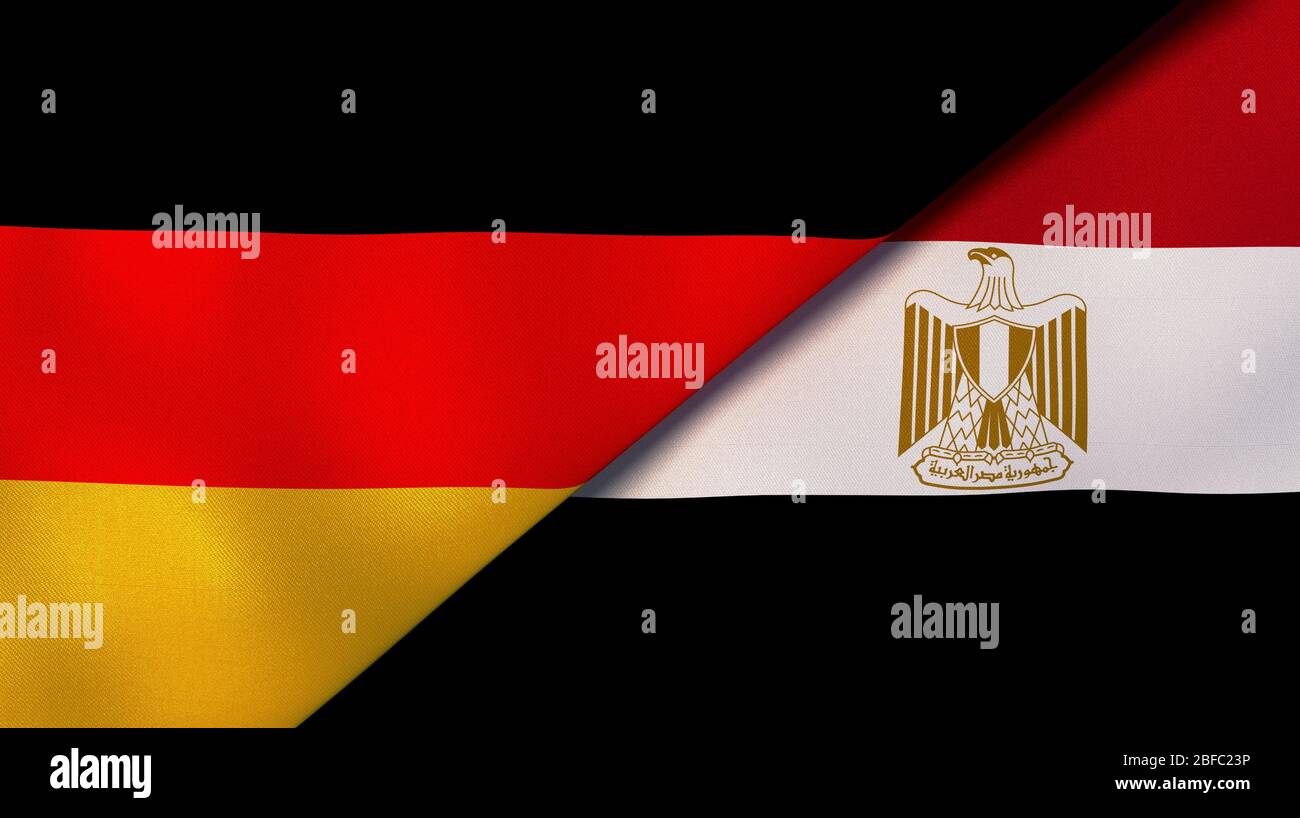 Two states flags of Germany and Egypt. High quality business background ...