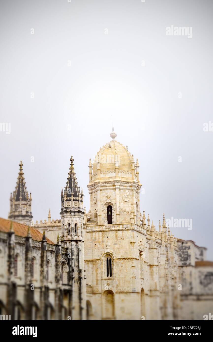 The dome of Santa Maria Cathedral at the Jeronimos Monastery in Belem ...