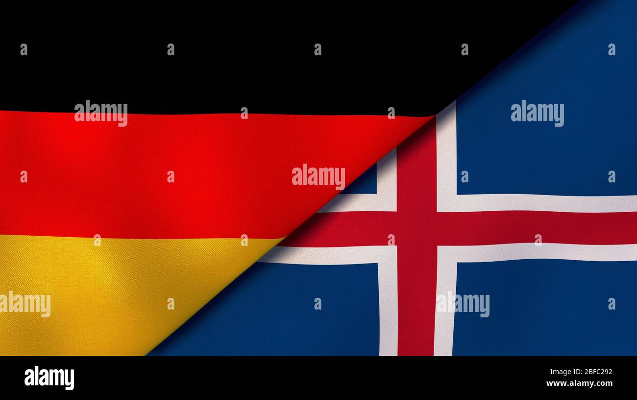 Two states flags of Germany and Iceland. High quality business ...