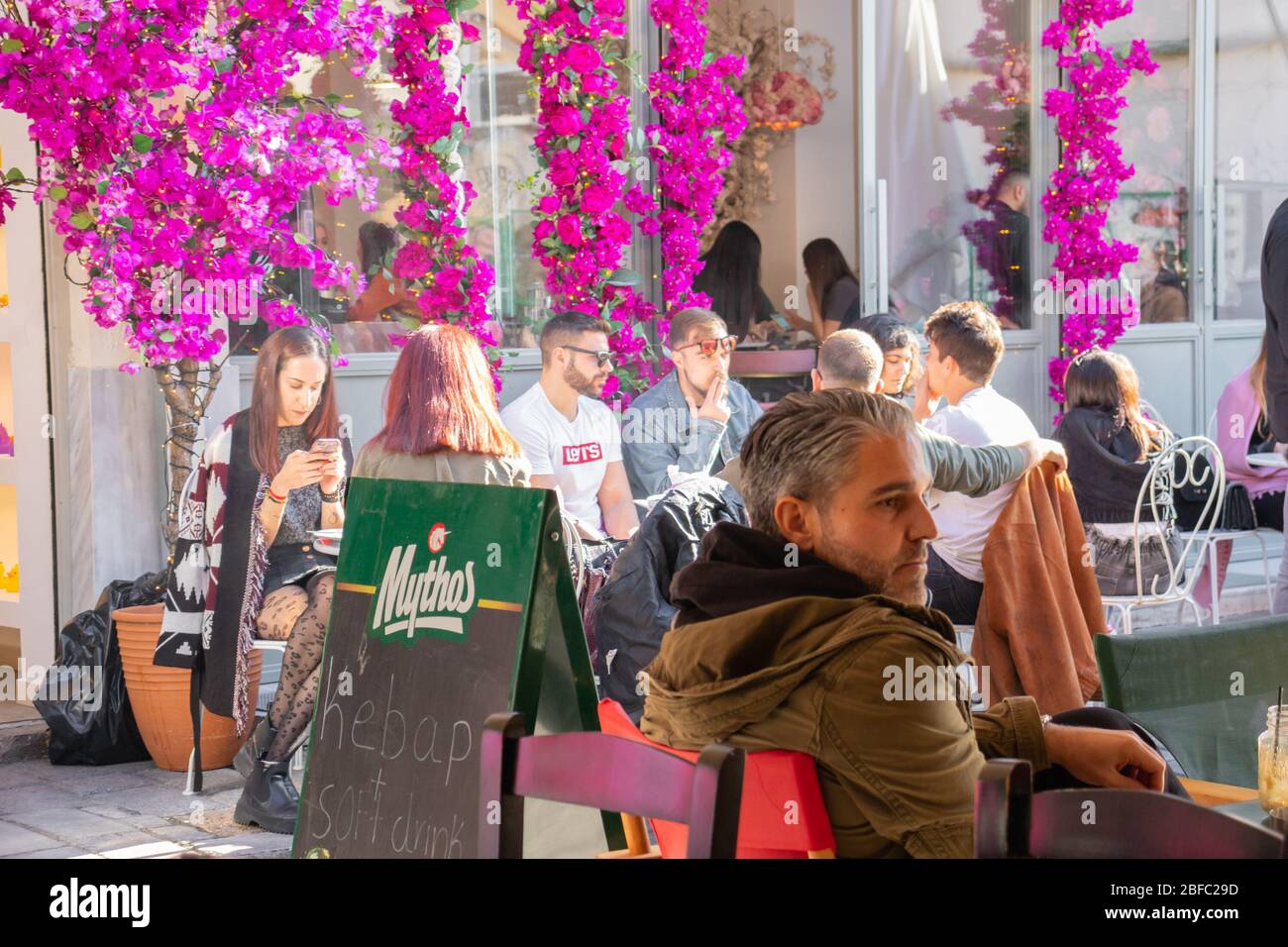 GREECE, ATHENS - NOVEMBER 30, 2019: Cafe in Athens, Greece, Plaka ...