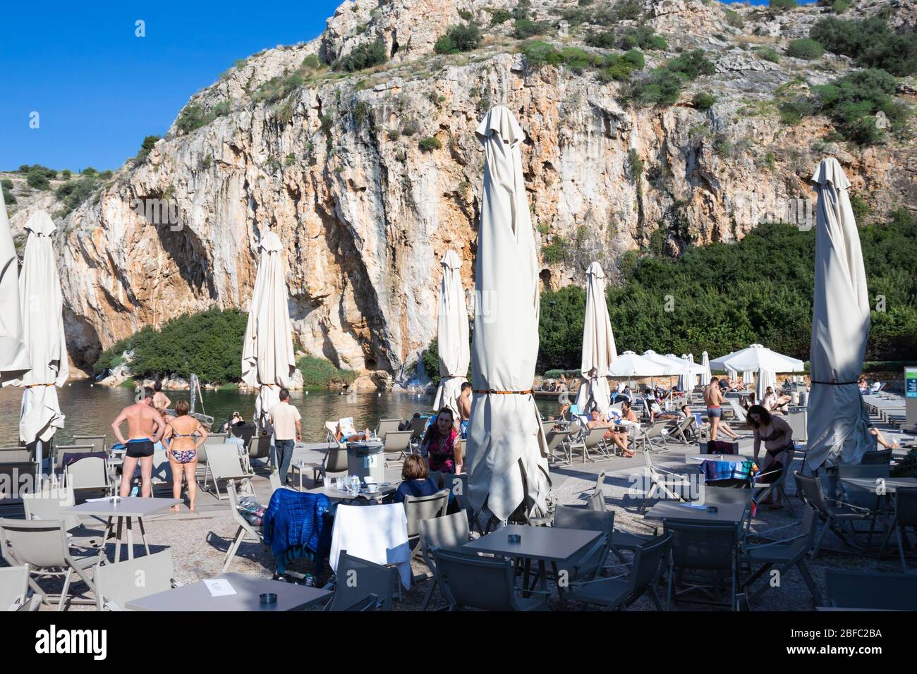 Athens, Greece - November 30, 2019. Lake Vouliagmeni is a natural ...