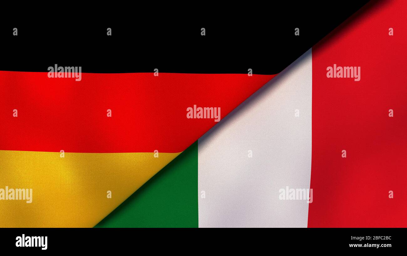 Two states flags of Germany and Italy. High quality business background ...