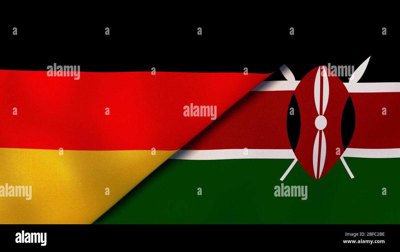 Two states flags of Germany and Kenya. High quality business background ...
