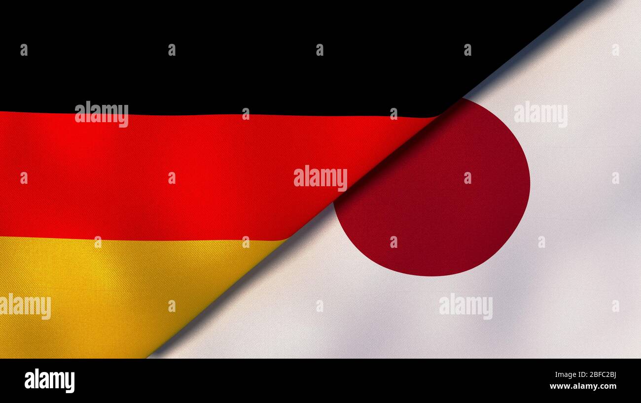 Two states flags of Germany and Japan. High quality business background ...
