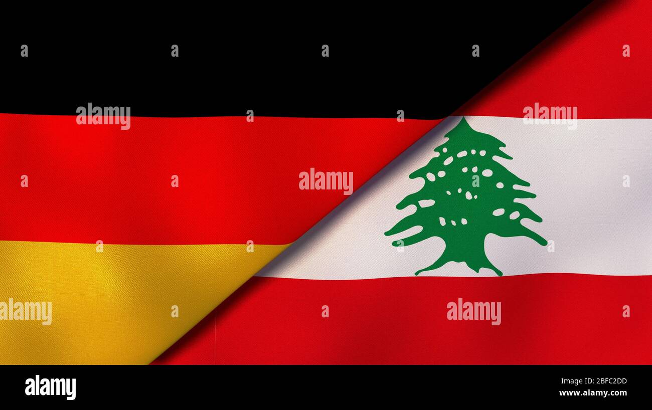 Two states flags of Germany and Lebanon. High quality business ...