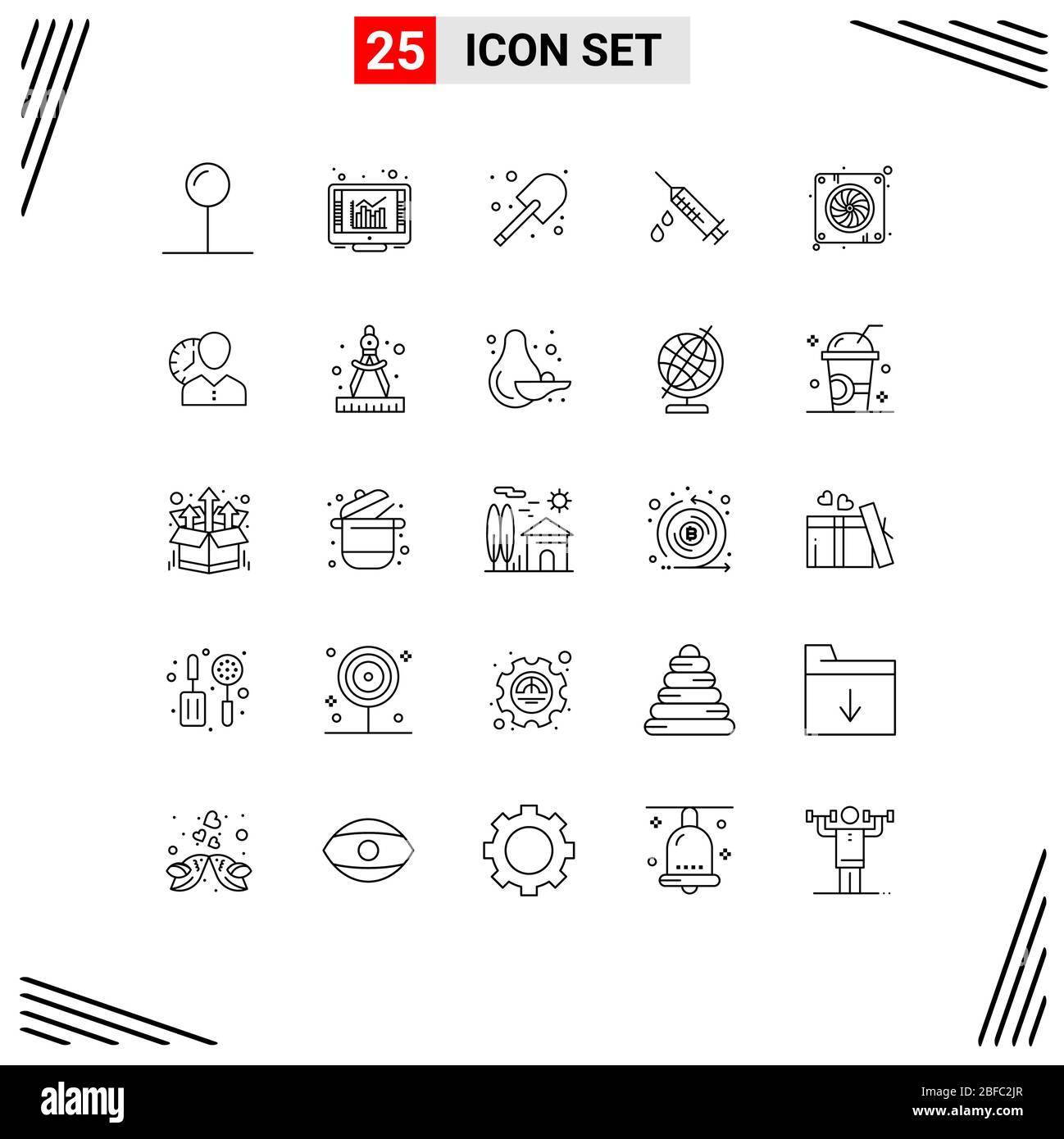 25 Creative Icons Modern Signs and Symbols of fan, computer, farming ...