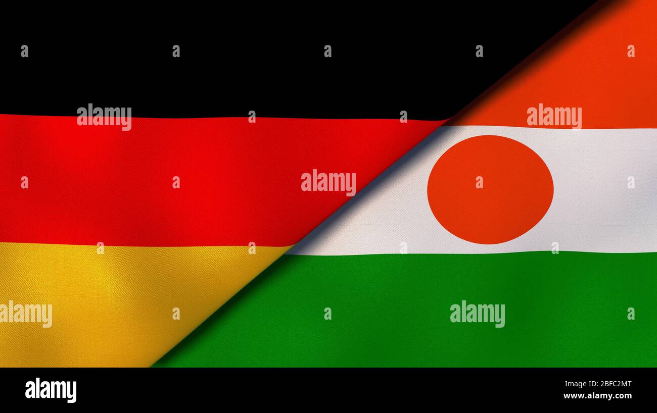 Two states flags of Germany and Niger. High quality business background ...