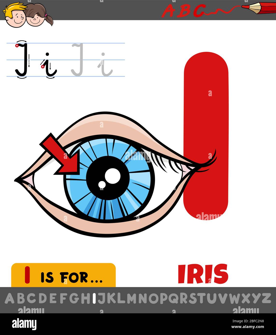 Educational Cartoon Illustration of Letter I from Alphabet with Iris ...