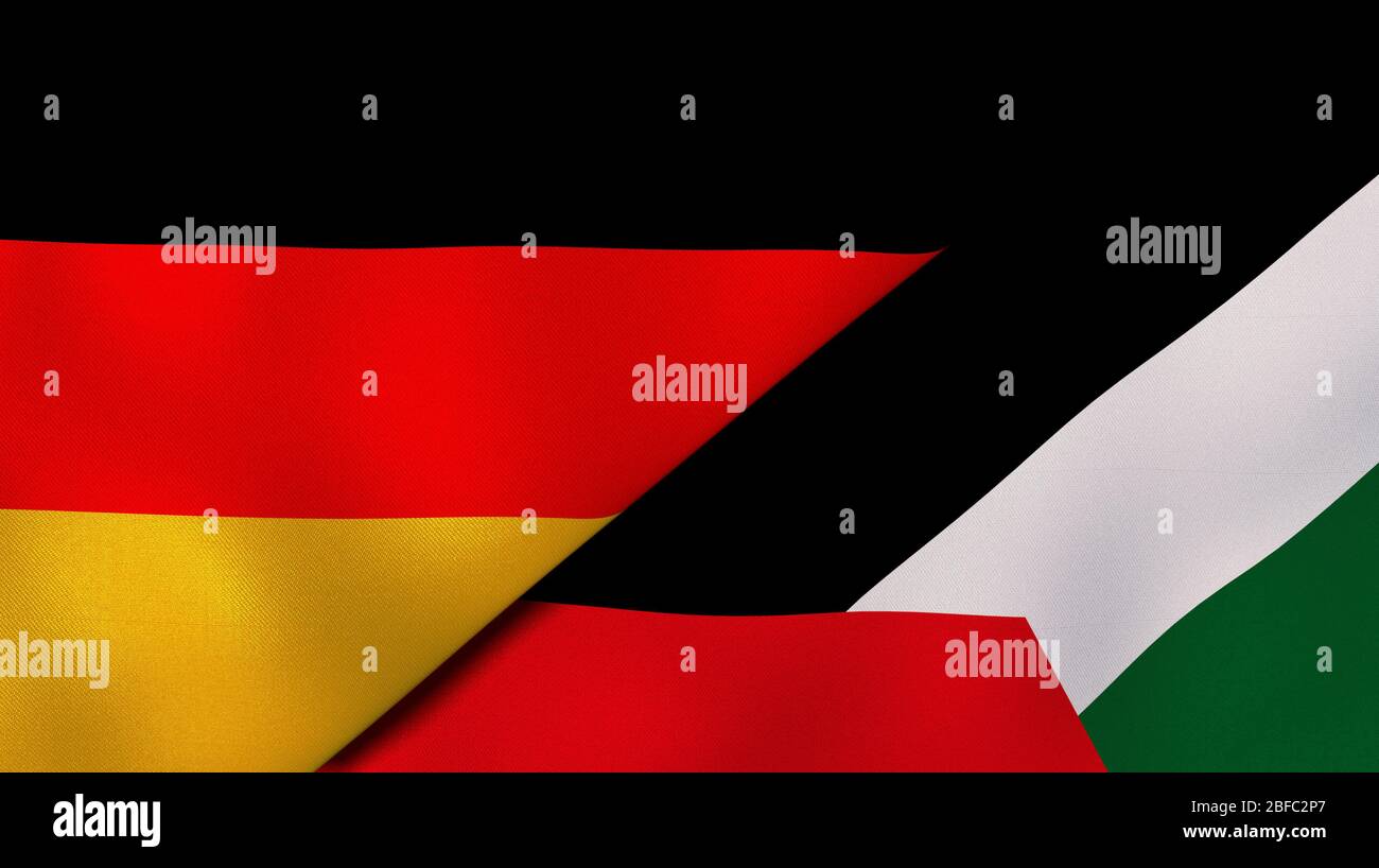 Two states flags of Germany and Palestine. High quality business ...