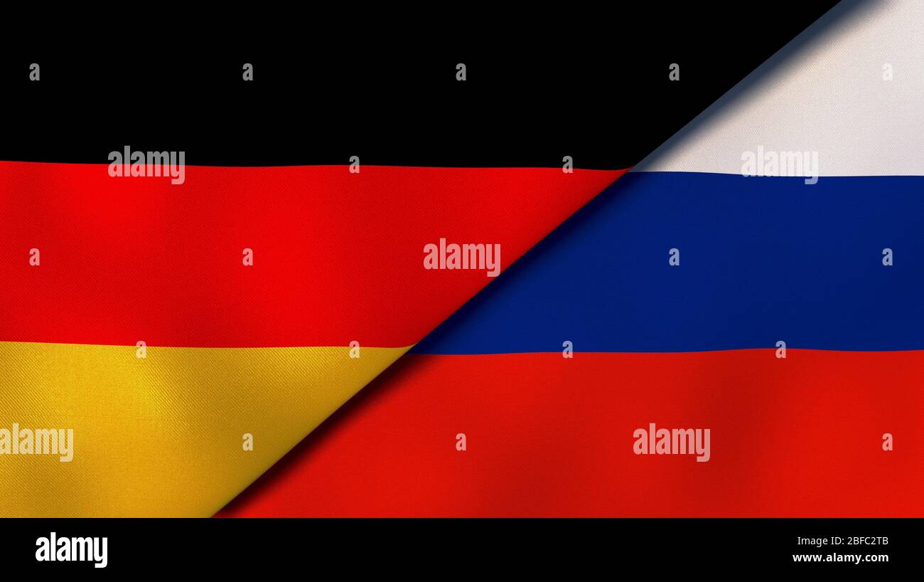 Two states flags of Germany and Russia. High quality business ...