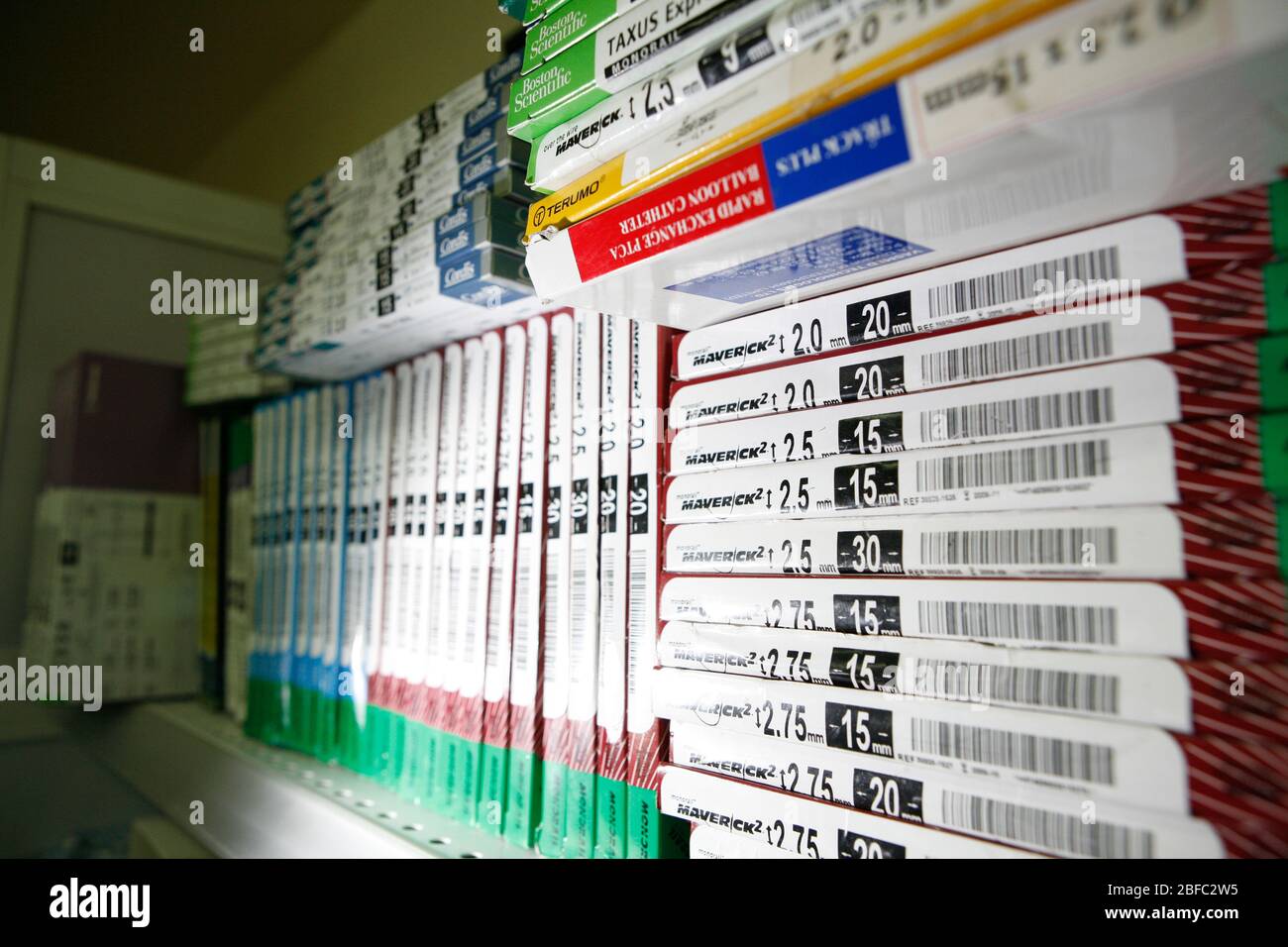 Angioplasty balloons and stents of different sizes. Angioplasty is the ...