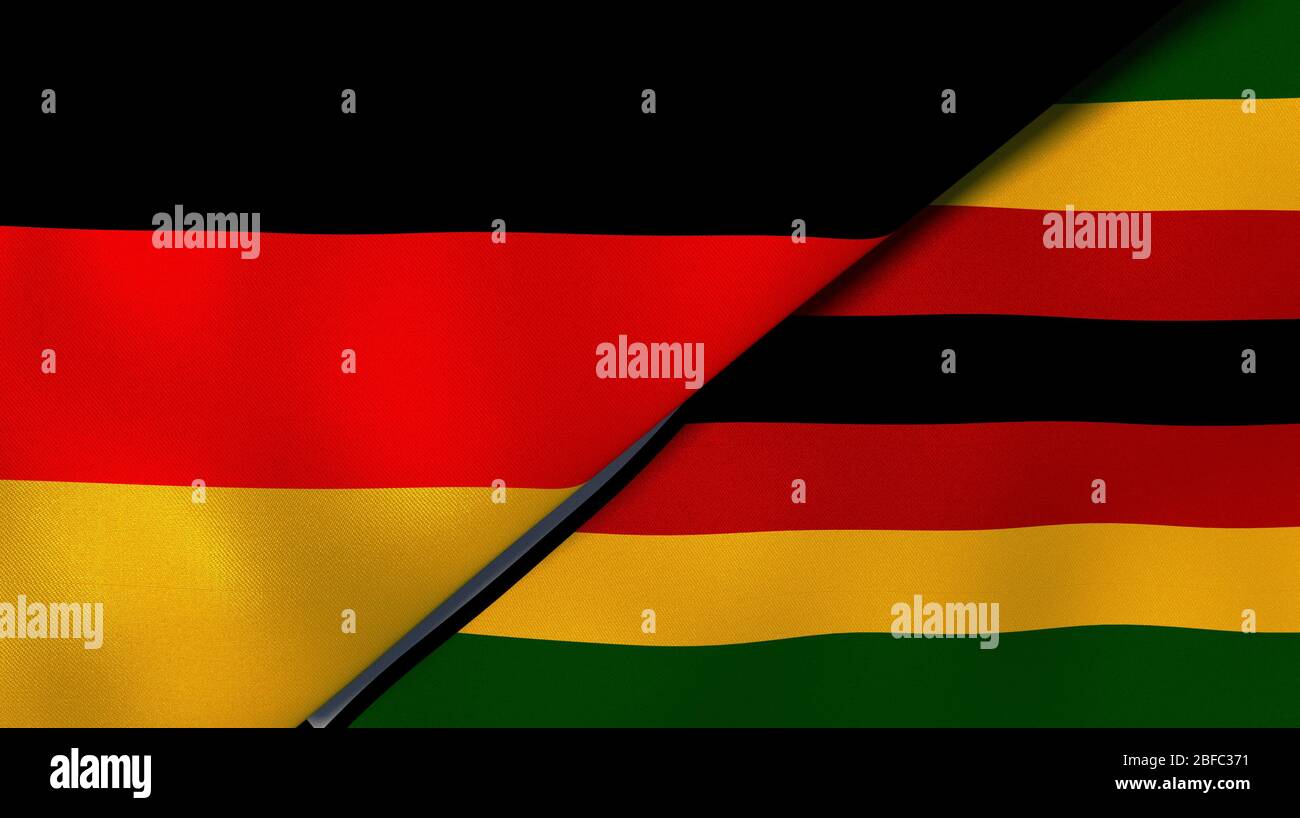 Two states flags of Germany and Zimbabwe. High quality business ...