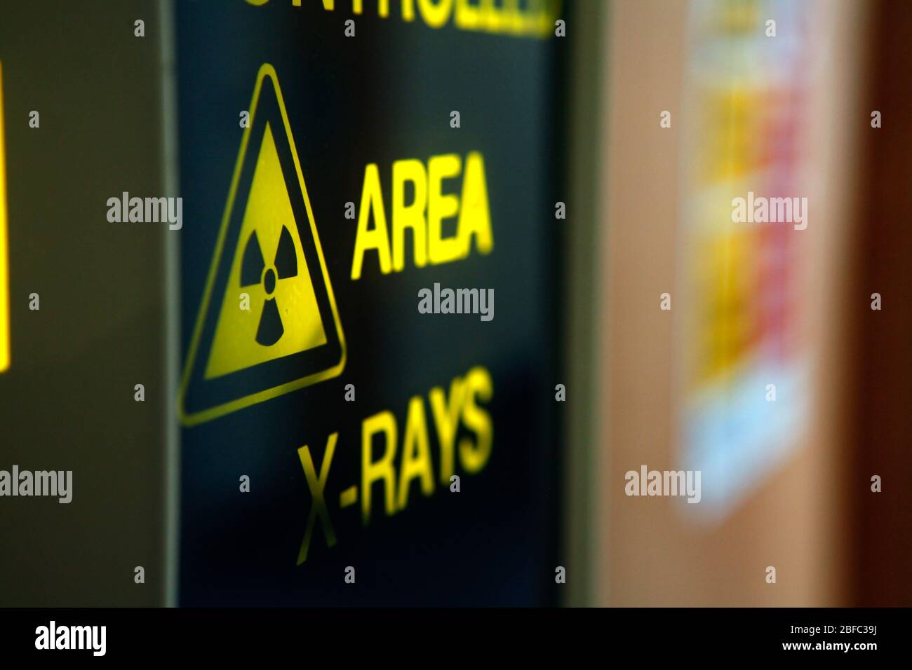 X-ray warning sign. View of an x-ray warning sign, warning the reader ...