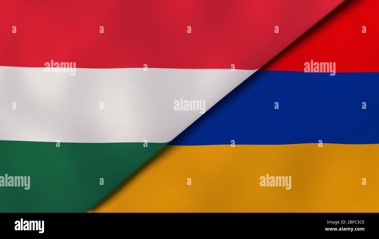 Two states flags of Hungary and Armenia. High quality business ...