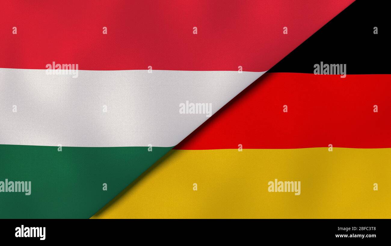 Two states flags of Hungary and Germany. High quality business ...