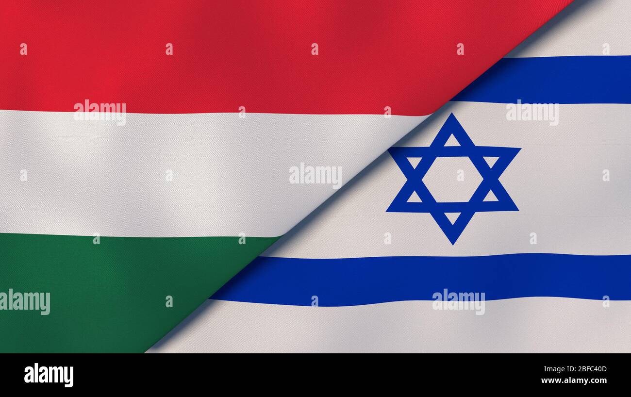 Two states flags of Hungary and Israel. High quality business ...
