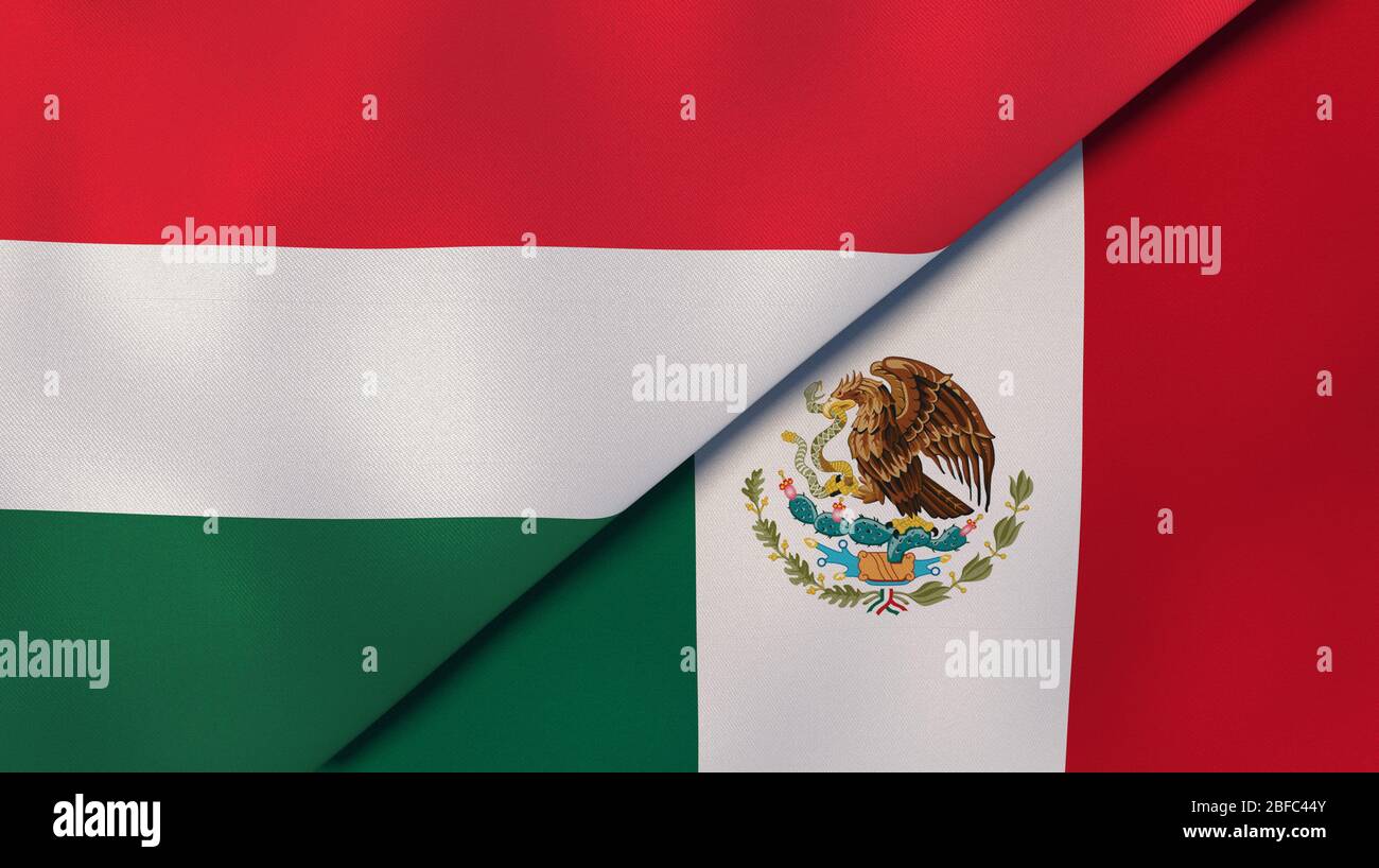 Two states flags of Hungary and Mexico. High quality business ...
